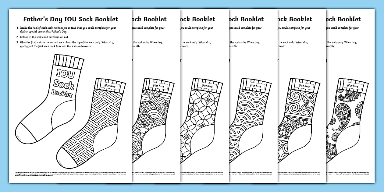 Father's Day IOU Sock Booklet (Teacher-Made) - Twinkl