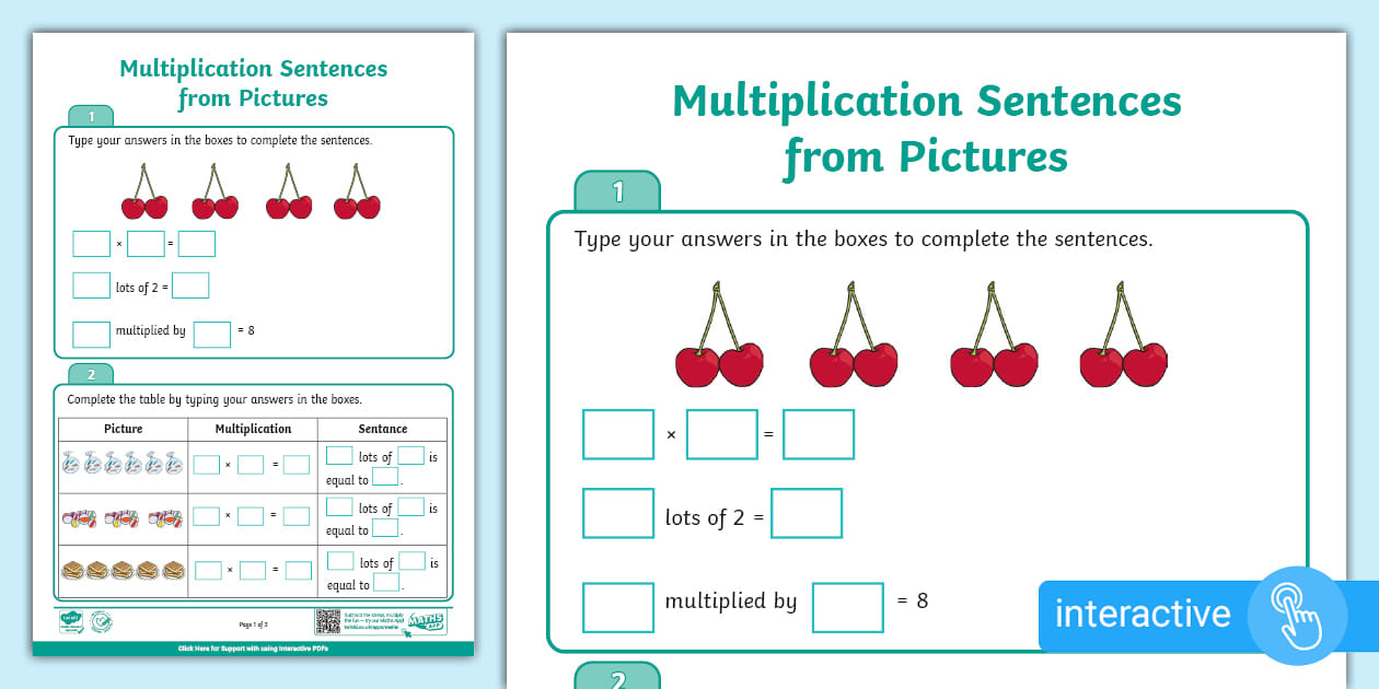👉 Multiplication From Pictures Year 2 | Interactive PDF Maths