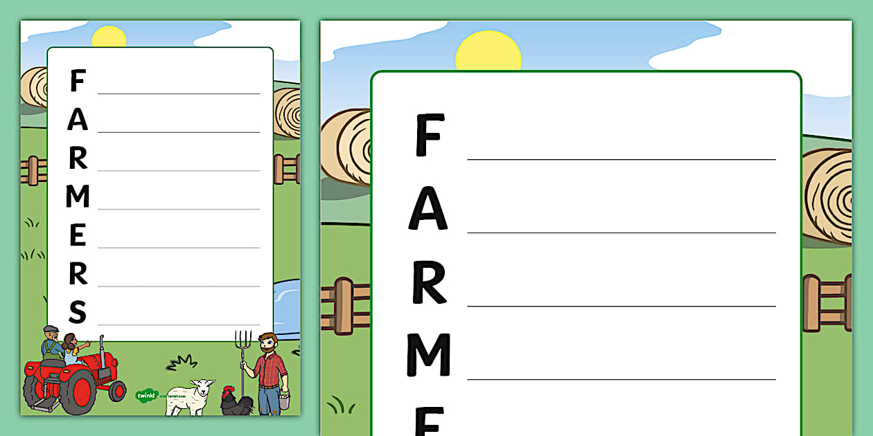 Farmers Acrostic Poetry Template (Teacher-Made) - Twinkl