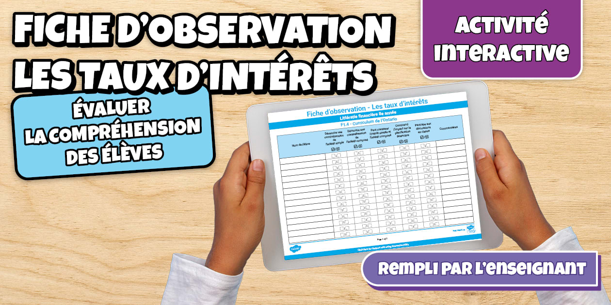 Interest Rates Teacher Observation Sheet French