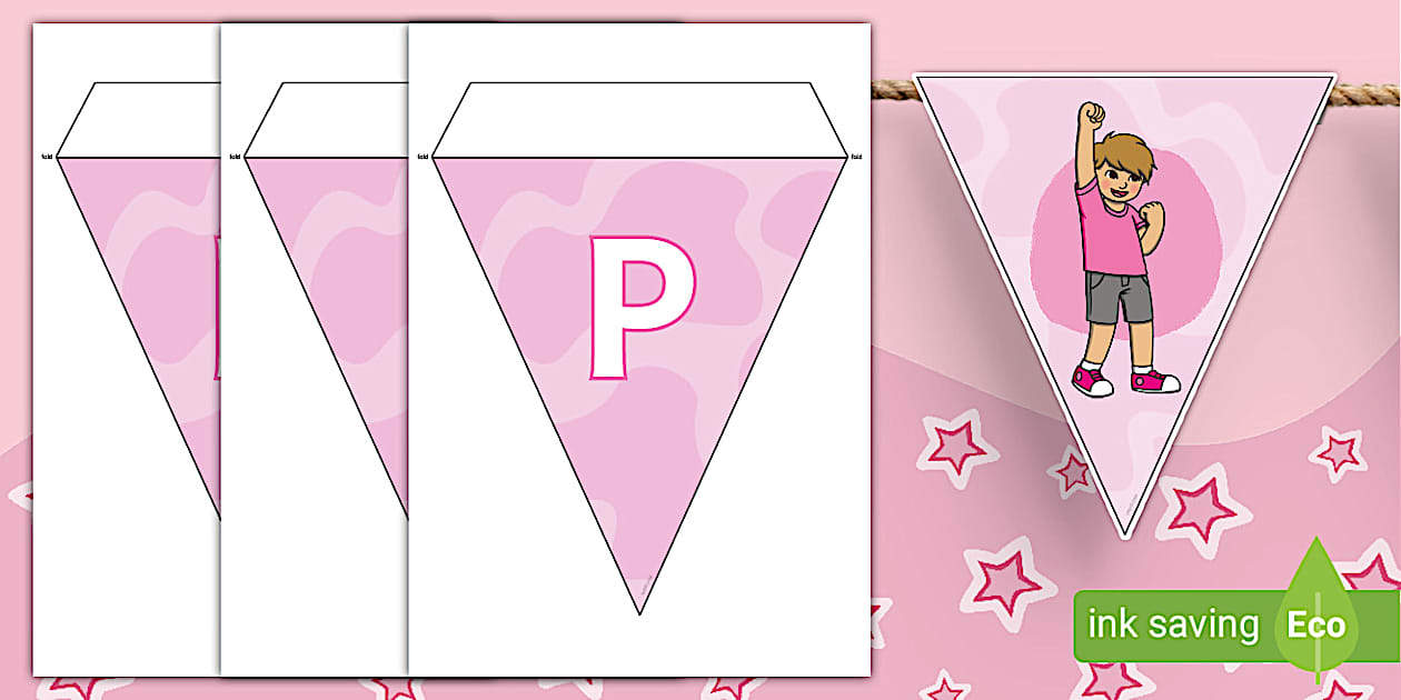 Pink October Display Bunting (teacher made) - Twinkl