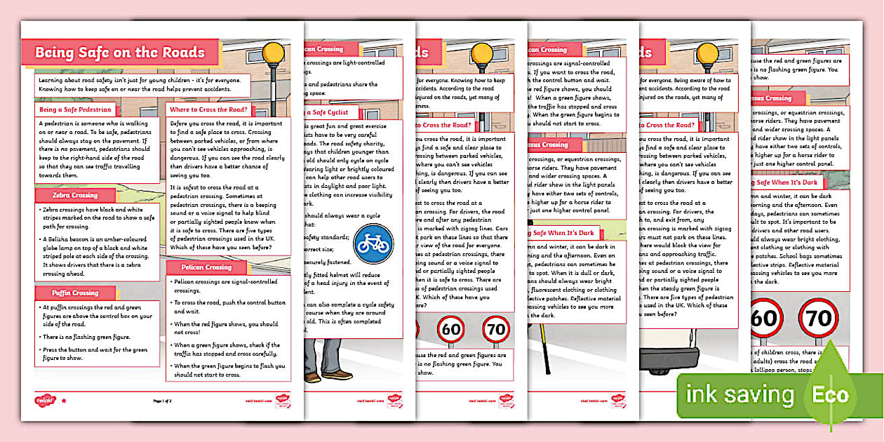 Being Safe on the Roads Reading Comprehension Activity
