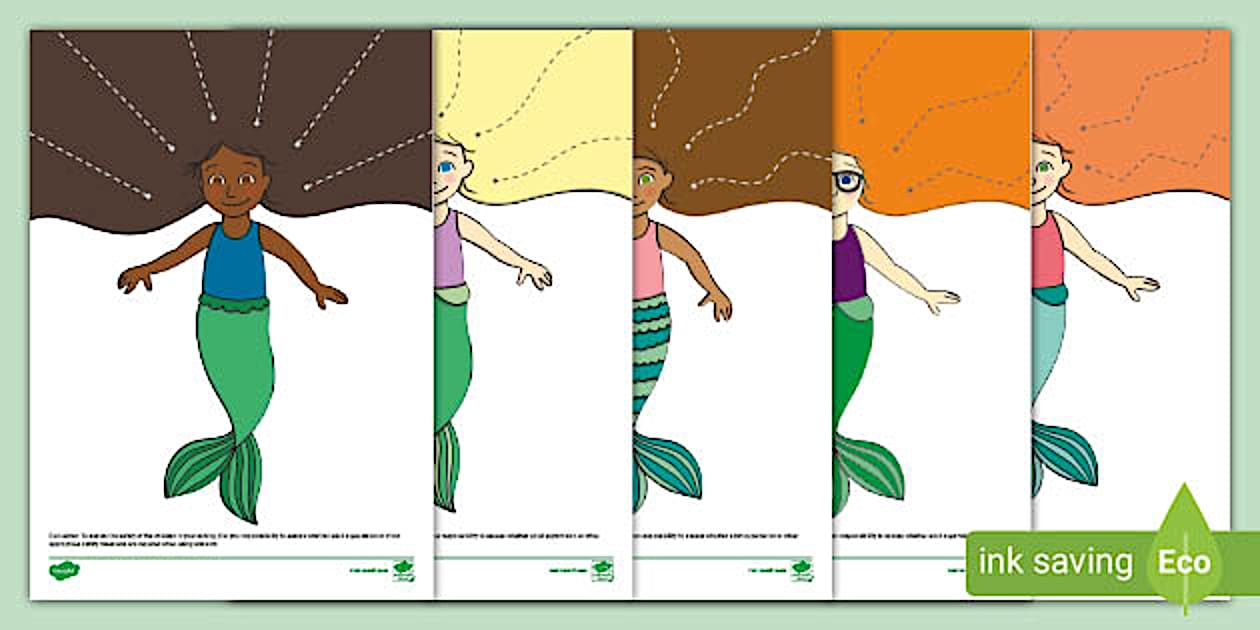 Mermaid Hair Cutting Skills Activity - EYFS - Twinkl