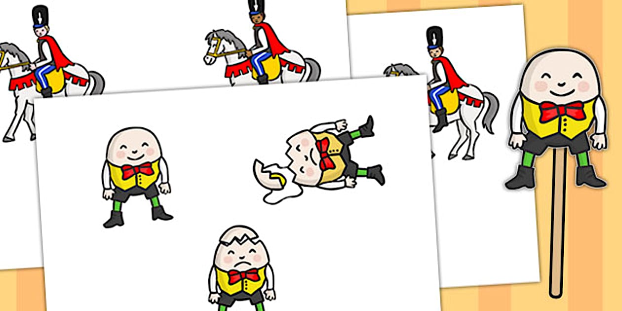 Humpty Dumpty Stick Puppets - Nursery Rhyme Puppets - Twinkl