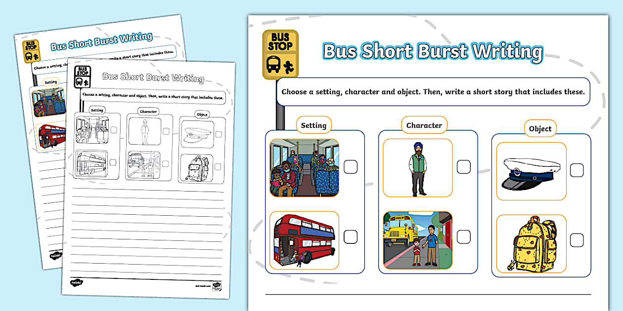 Bus Short Burst Writing Template (teacher made) - Twinkl