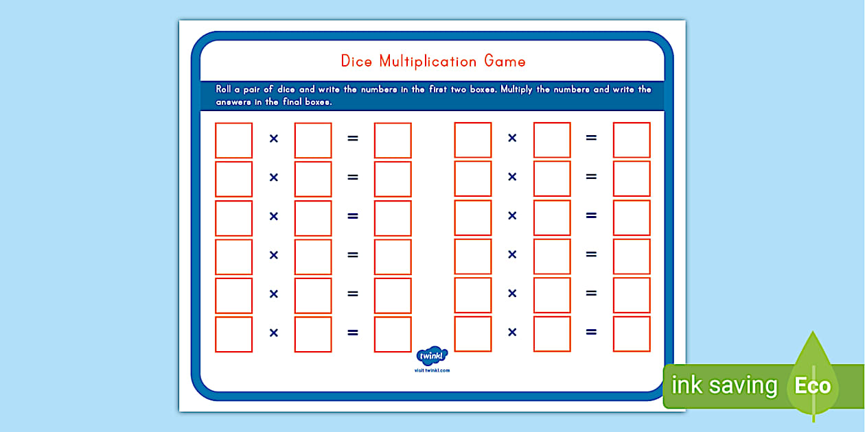 Dice Multiplication Game - (Teacher-Made) - Twinkl