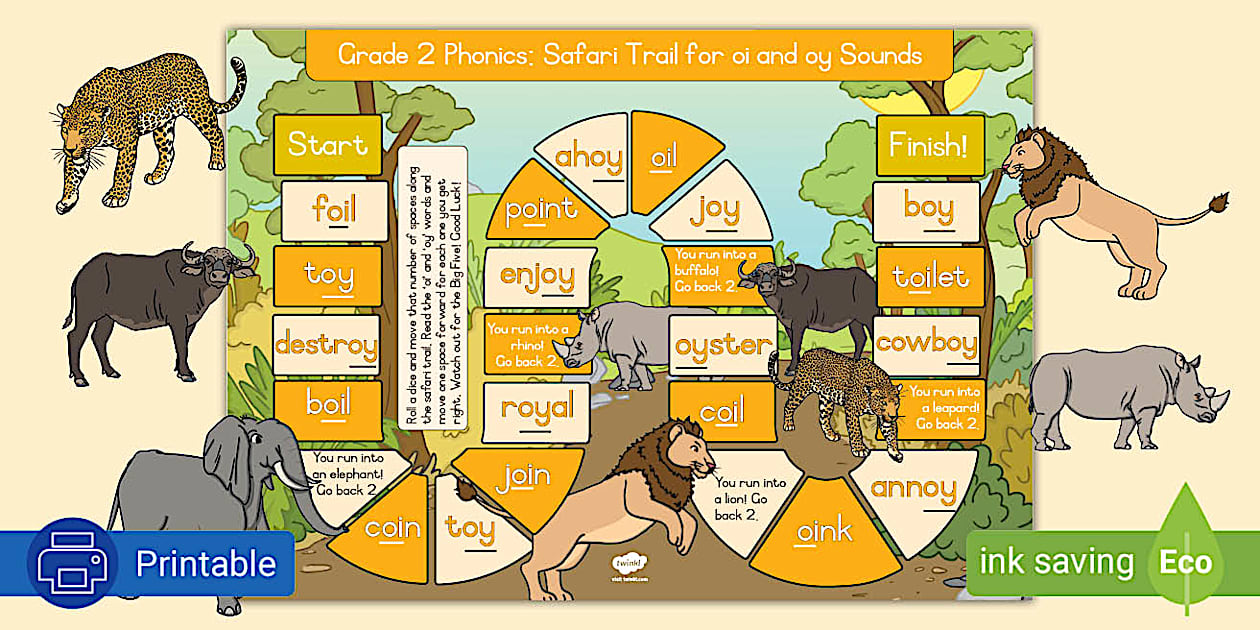 Grade 2 phonics: Safari Trail for oi and oy Sounds - Twinkl