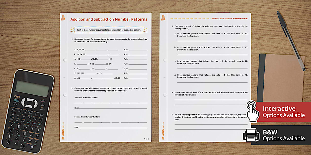 Addition and Subtraction Number Patterns (teacher made)