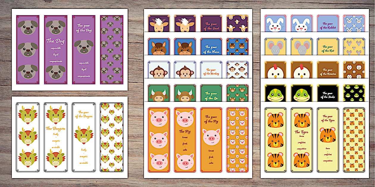 Lunar New Year Zodiac Animals Bookmarks | Twinkl Party