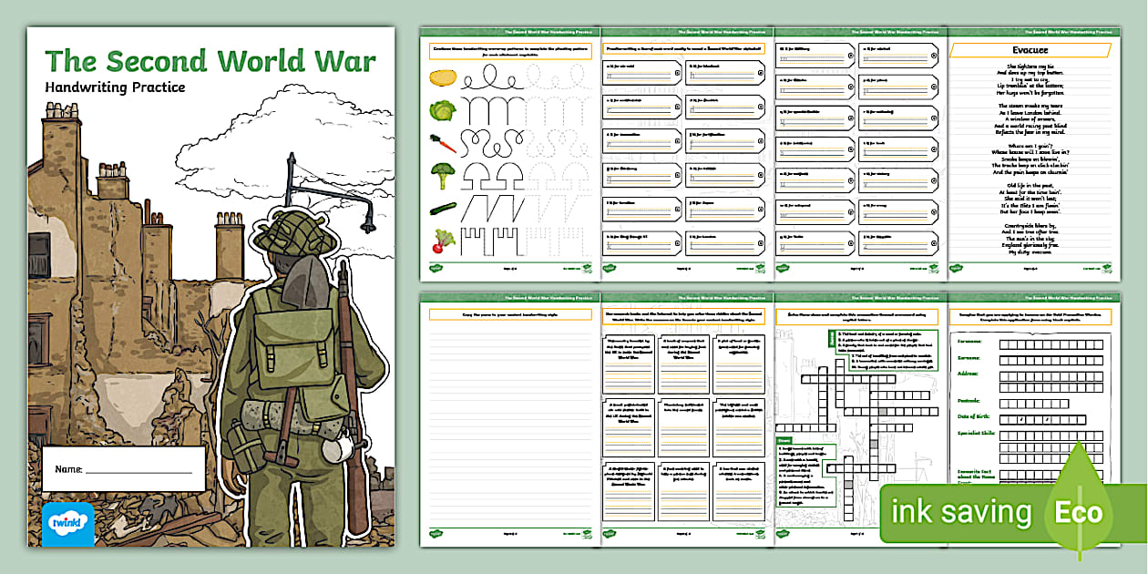KS2 Second World War Handwriting Practice Booklet - Twinkl