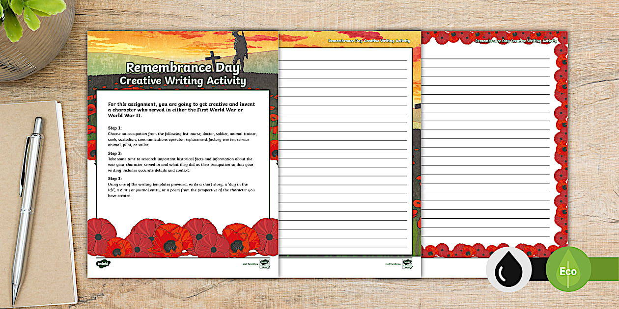 Remembrance Day in Canada: Inter. Creative Writing Activity
