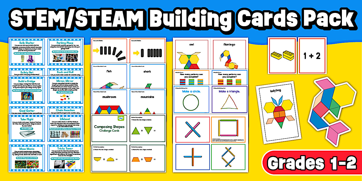 STEM/STEAM Building Cards Pack for 1st-2nd Grade