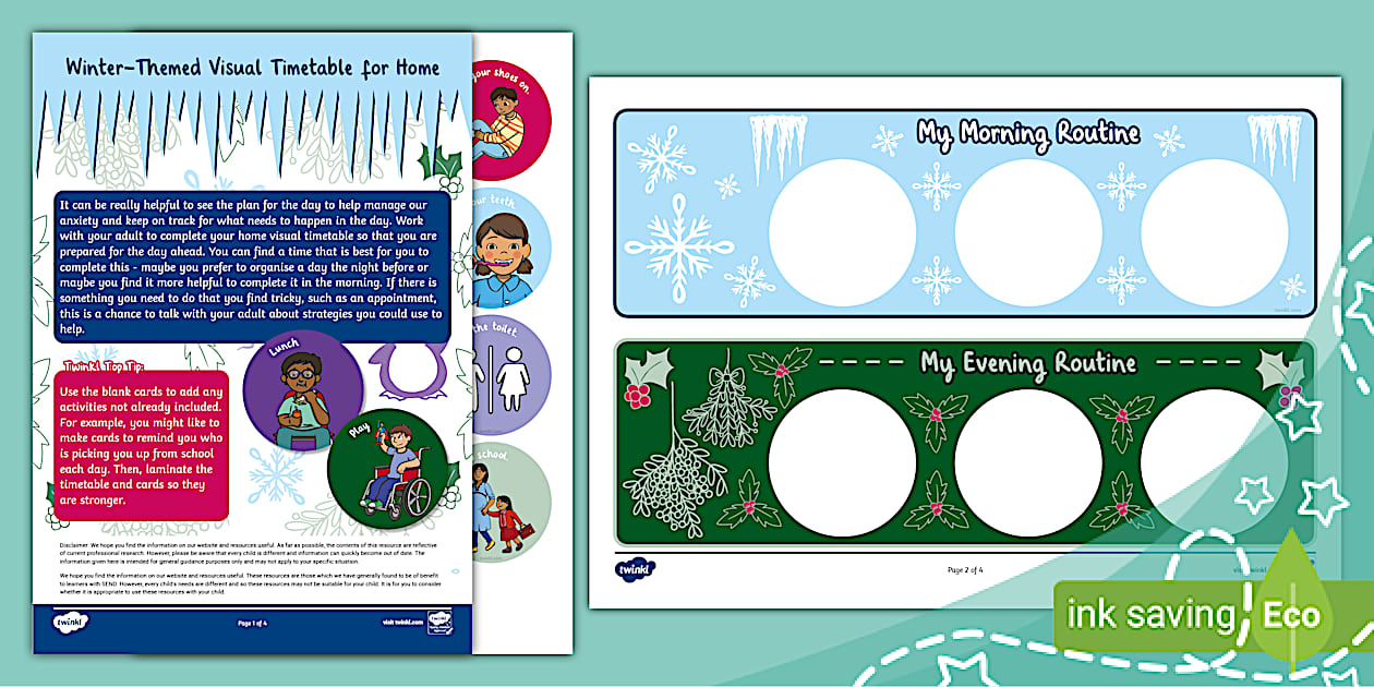 Winter-Themed Visual Timetable for Home (teacher made)