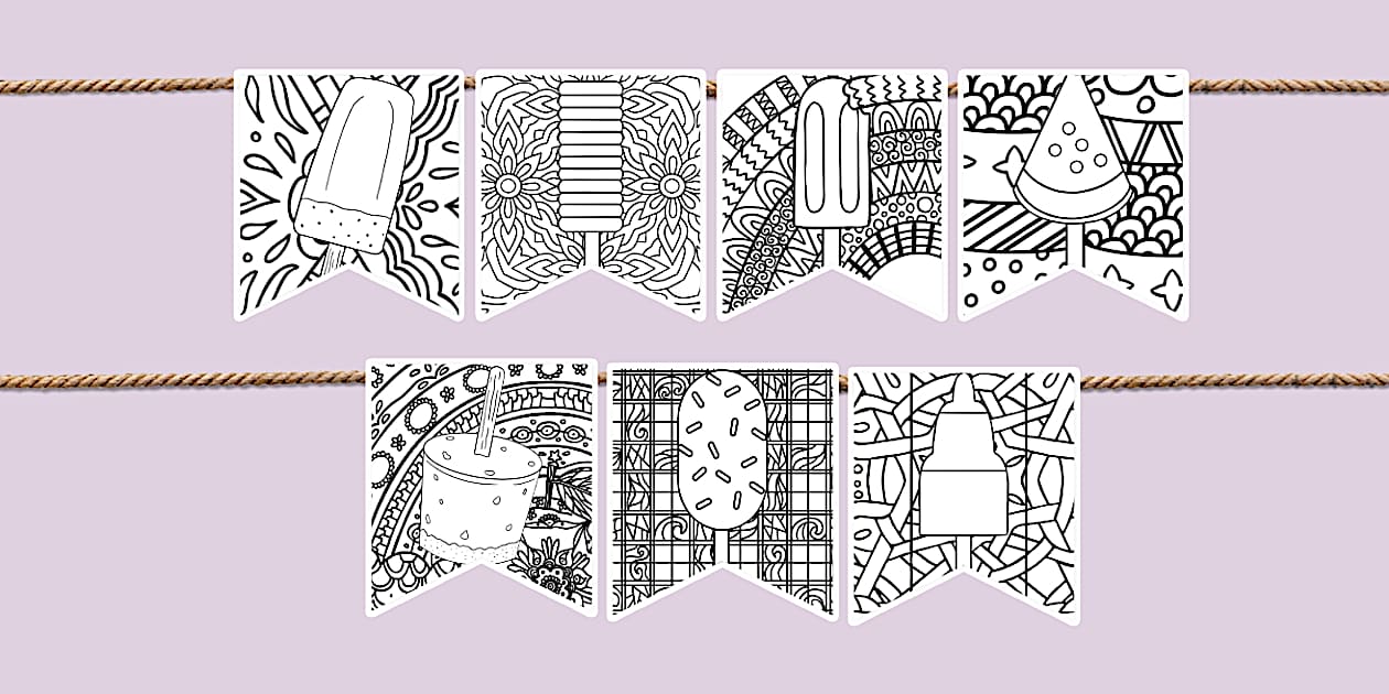 Ice Lollies Colouring Display Bunting (Teacher-Made)