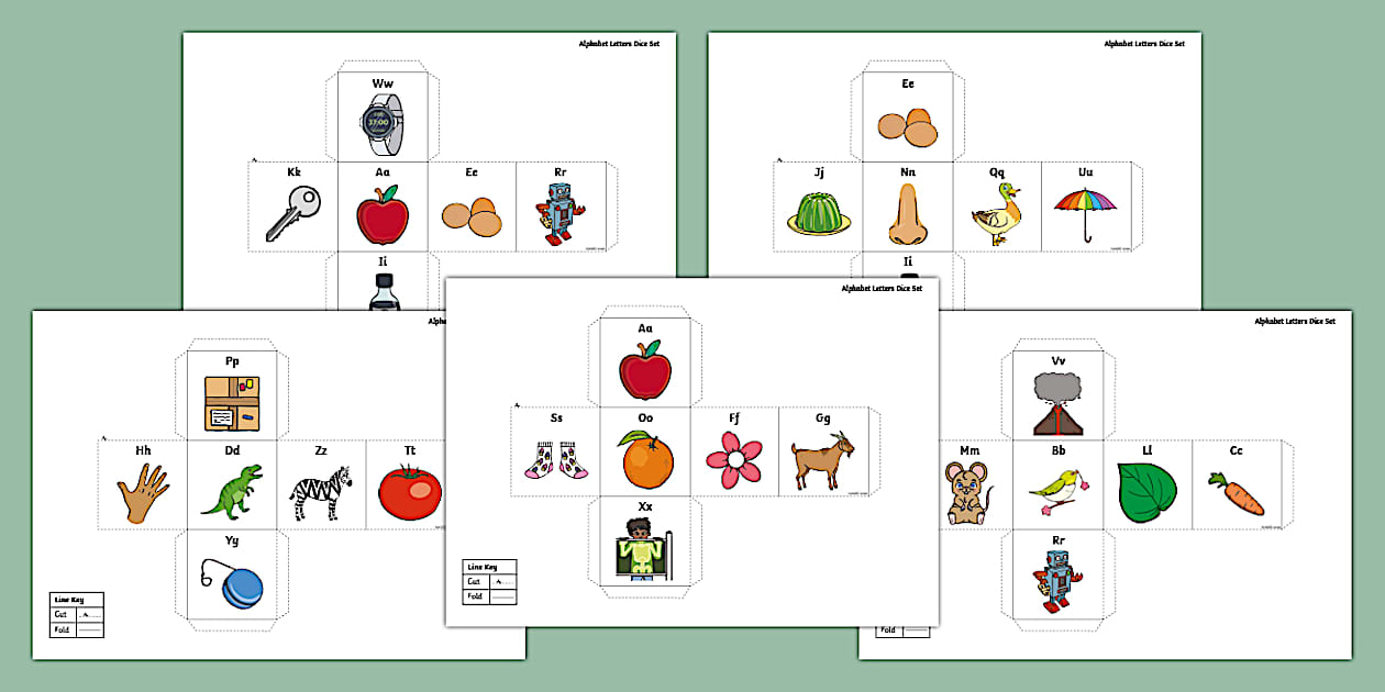 Alphabet Letters Dice Nets Set (Teacher-Made) - Twinkl