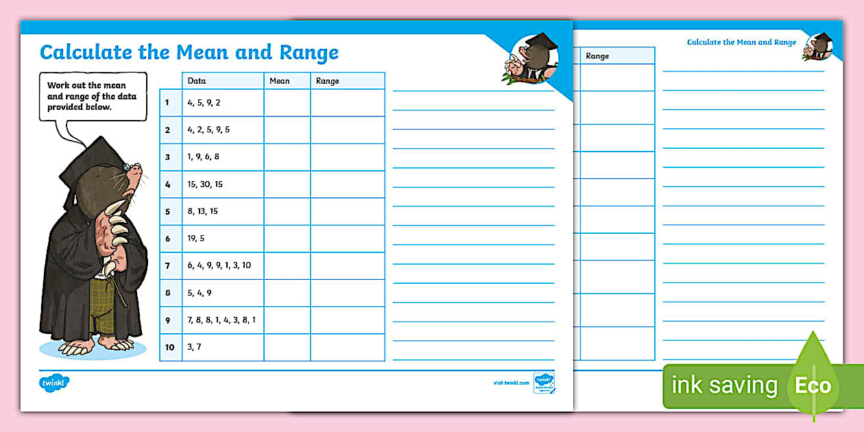 Calculate the Mean and Range (teacher made) - Twinkl