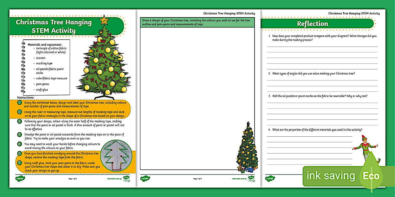 Hanging Christmas Tree Activity - Years 5-6 - STEM - Twinkl