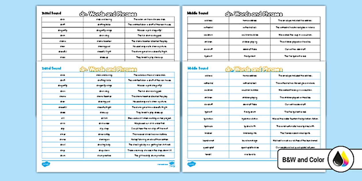 First Grade dr Words and Phrases List (teacher made)