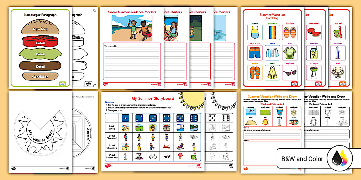Kindergarten Summer Writing Center Activities | Twinkl USA