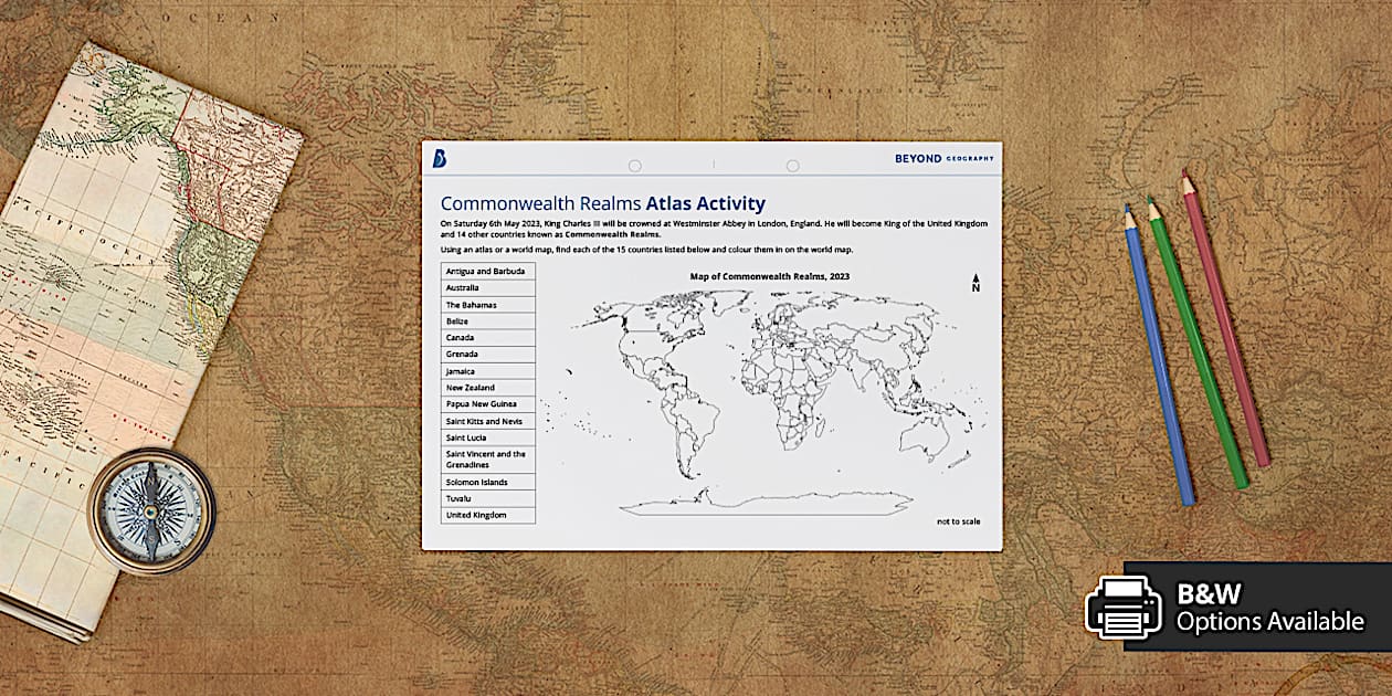 KS3 Commonwealth Realms Atlas Activity - Twinkl