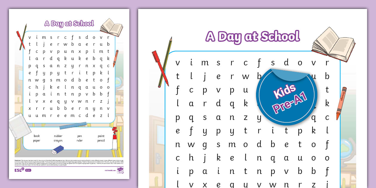 ESL School Word Search for Kids (teacher made) - Twinkl