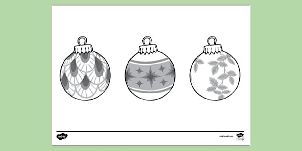 Christmas Baubles Colouring | Colouring Sheets - Twinkl