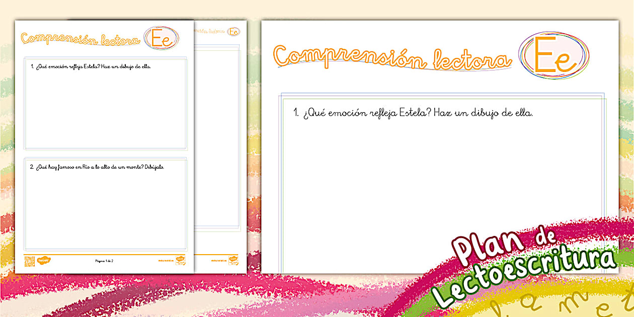 Plan de lectoescritura: La letra E - Comprensión lectora