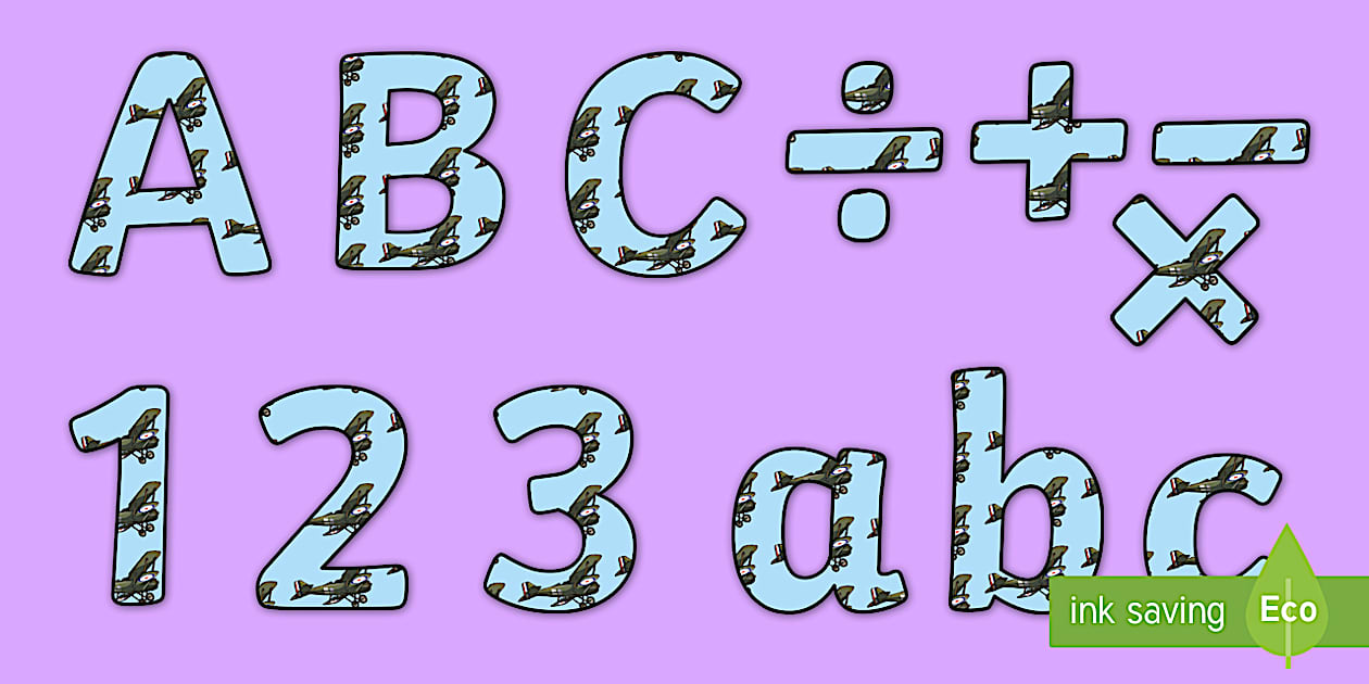 Cursive World War Two Aeroplane Themed Display Lettering