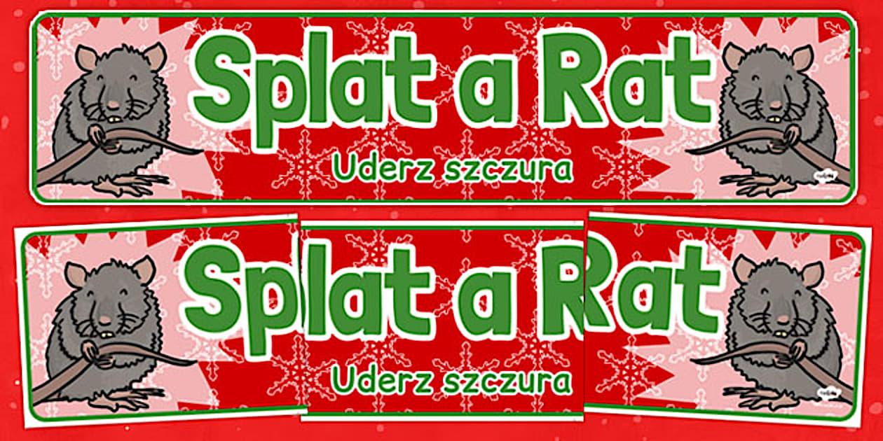 Christmas Themed Splat a Rat Banner Polish Translation