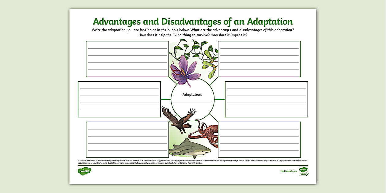 Advantages and Disadvantages of an Adaptation Mind Map