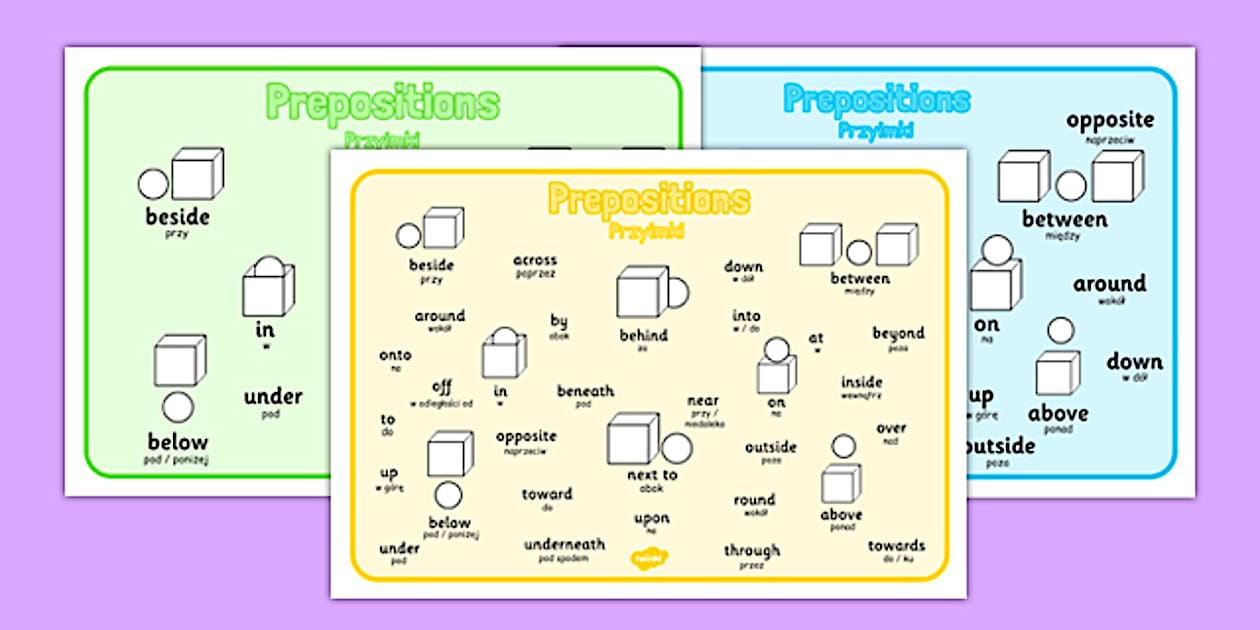 Prepositions Word Mat Polish Translation (teacher made)