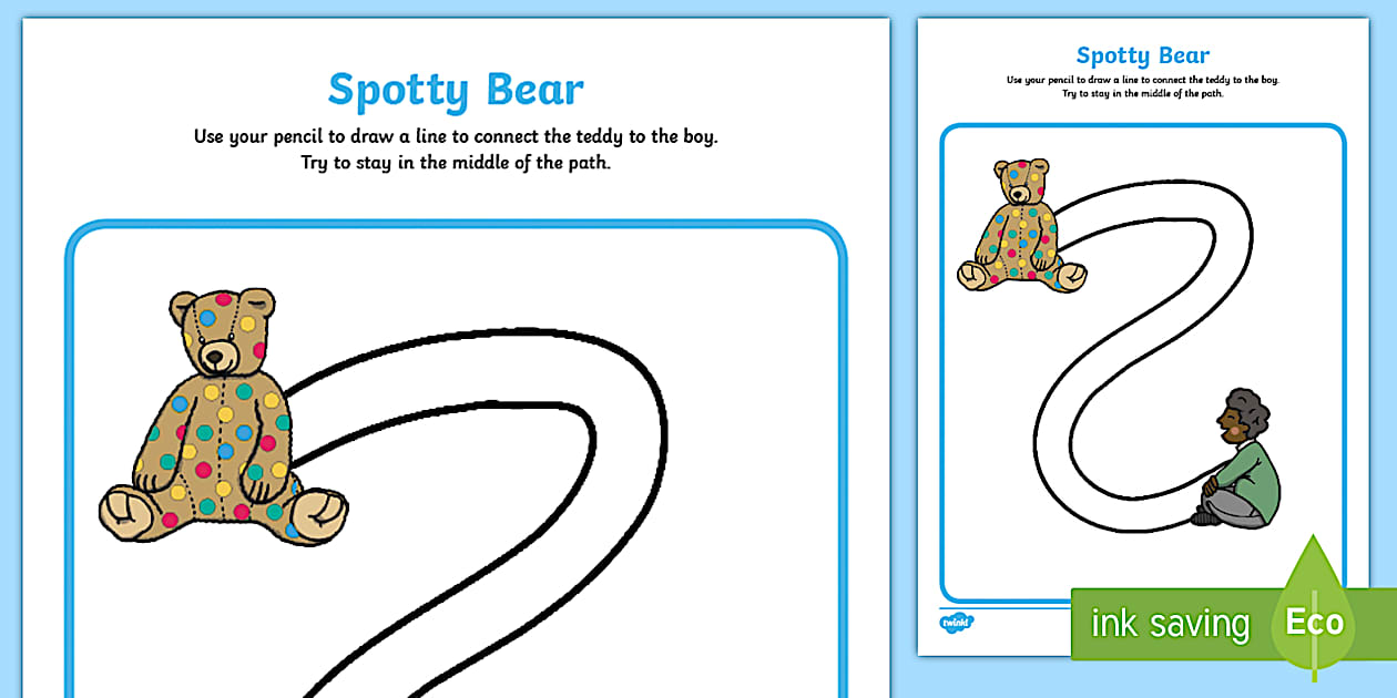Spotty Bear Themed Pencil Control Worksheet / Worksheet - - Spotty Bear