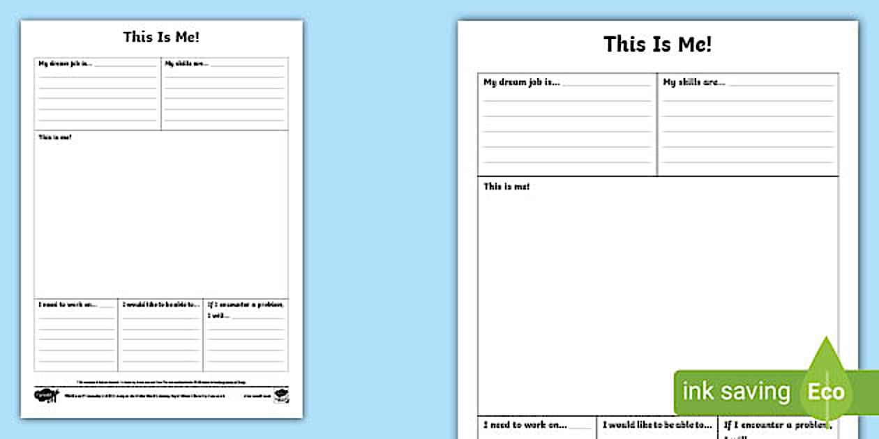 Goals and Aspirations LKS2 This Is Me Activity Sheet