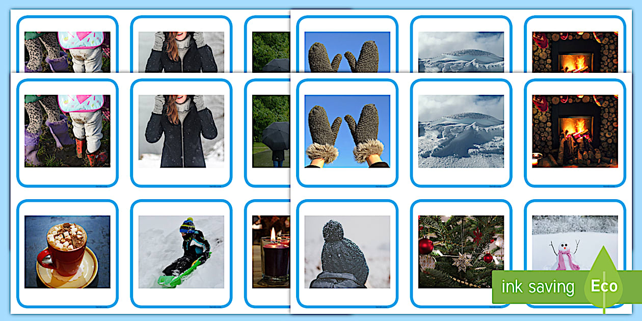 Photo Winter Pairs Matching Activity (teacher made) - Twinkl