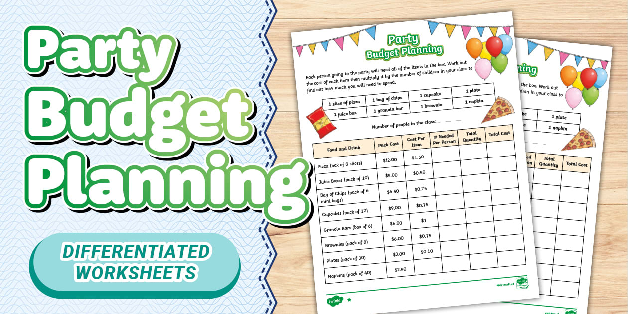 Party Budget Planning Worksheets