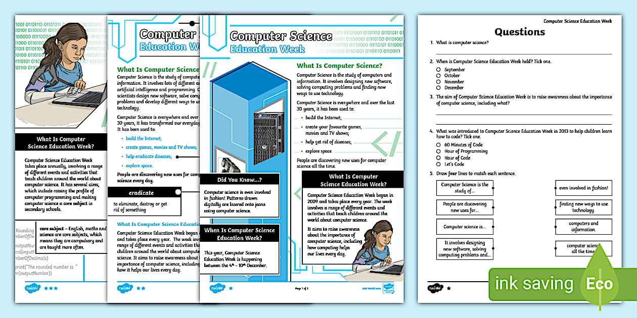 LKS2 Computer Science Education Week Differentiated Reading Comprehension