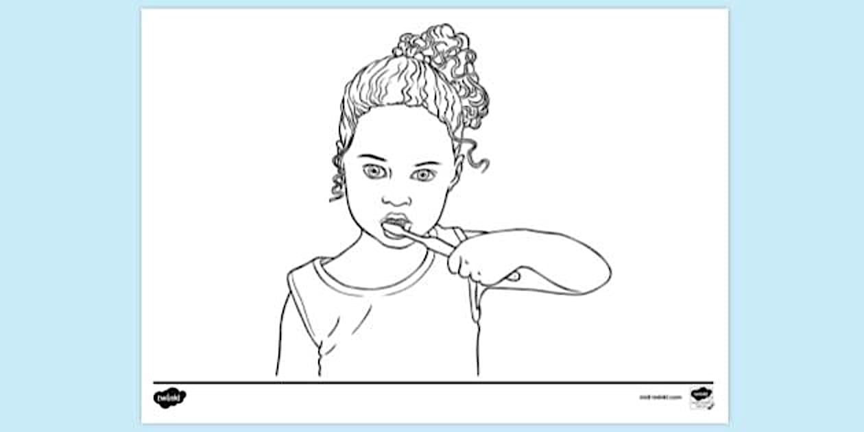 Child Brushing Teeth Colouring | Colouring Sheets - Twinkl