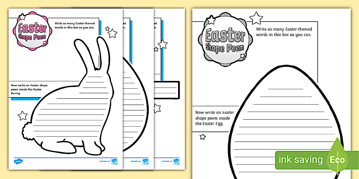 Easter Shape Poem Worksheet - Twinkl