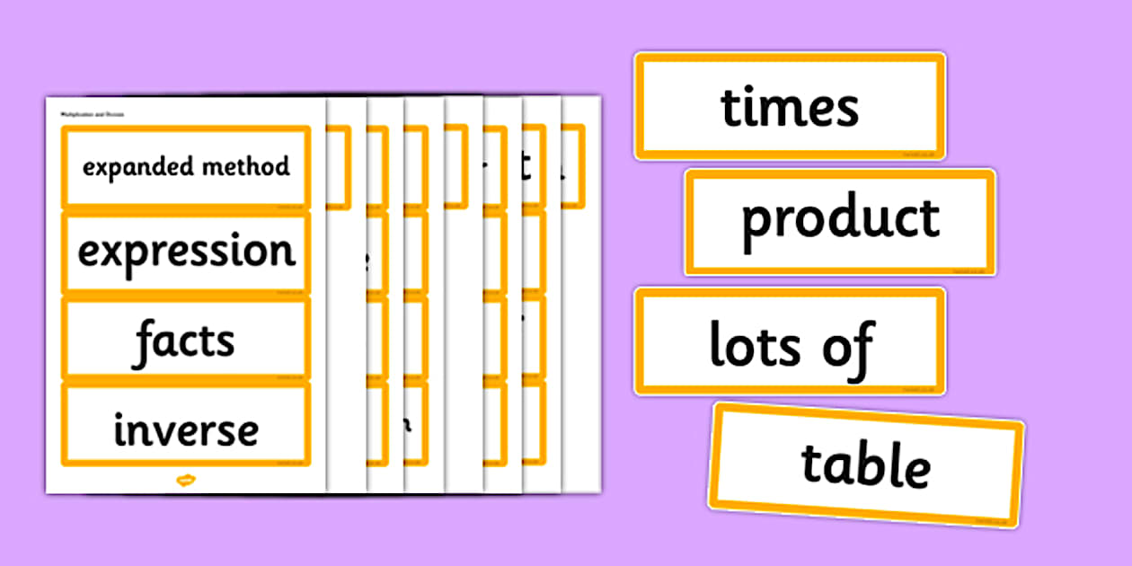 Grade 4 Maths Vocabulary Cards Multiplication and Division