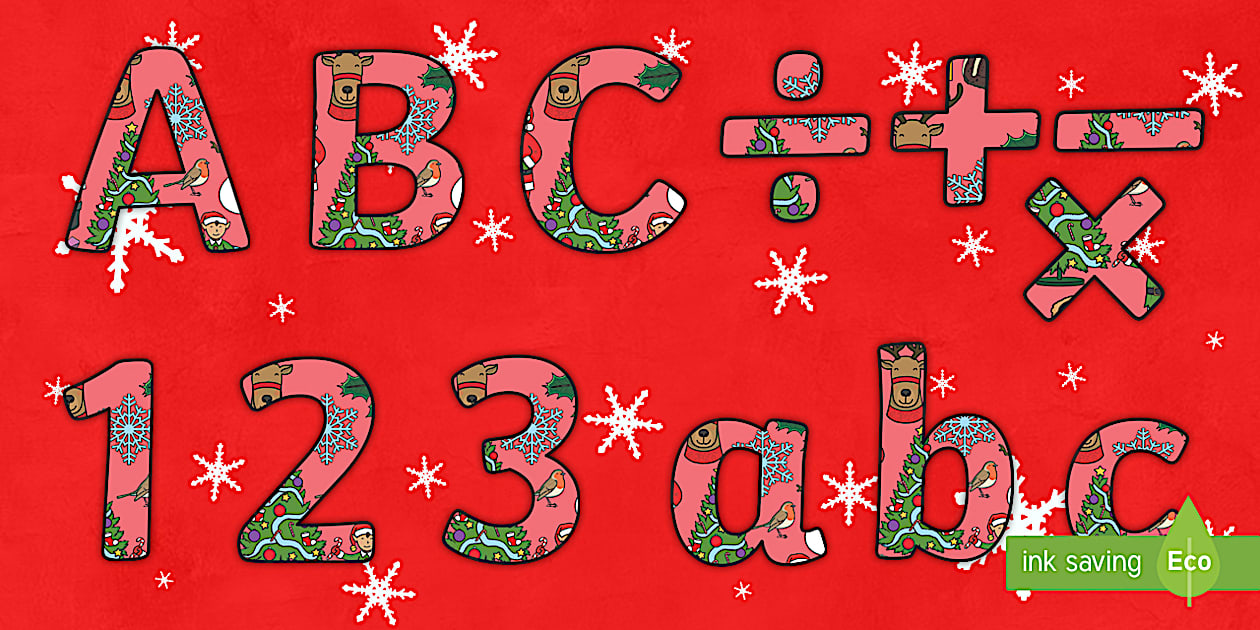 Christmas Themed Display Letters and Numbers Pack - Twinkl