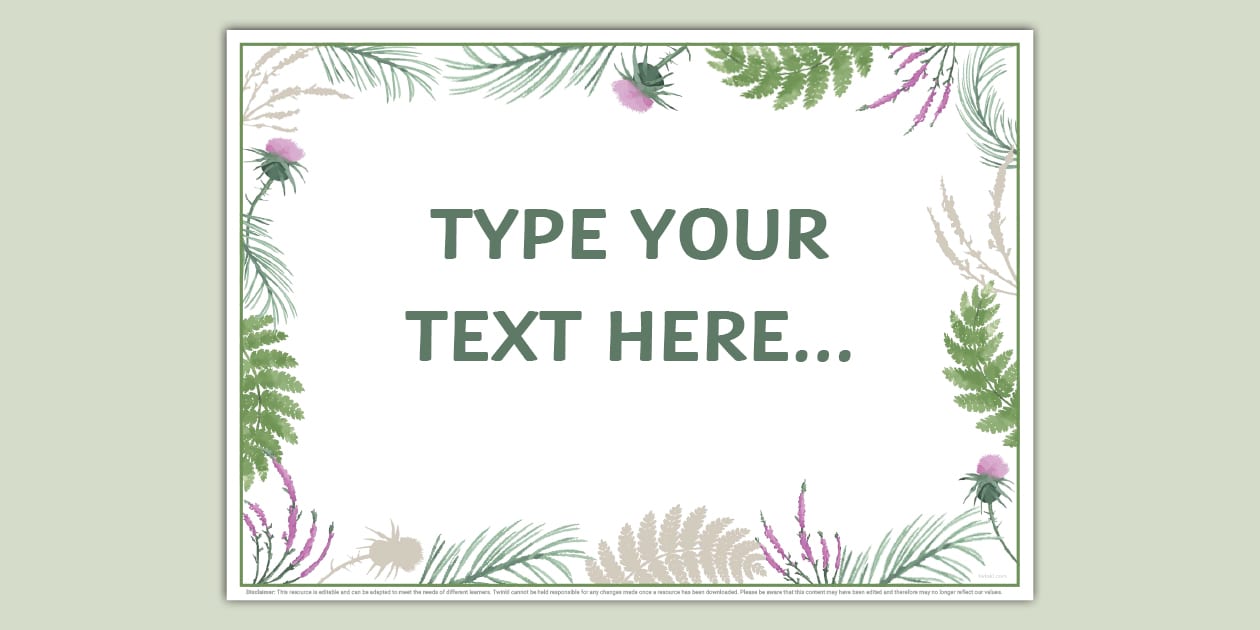 Scottish Botanical-Themed Editable Poster (teacher made)
