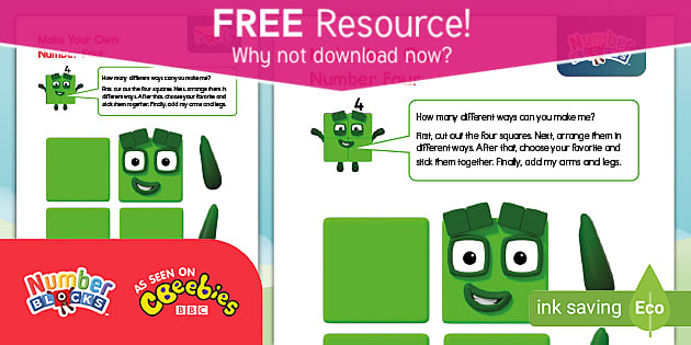 FREE Numberblocks: Number 4 Activity | Math & Counting