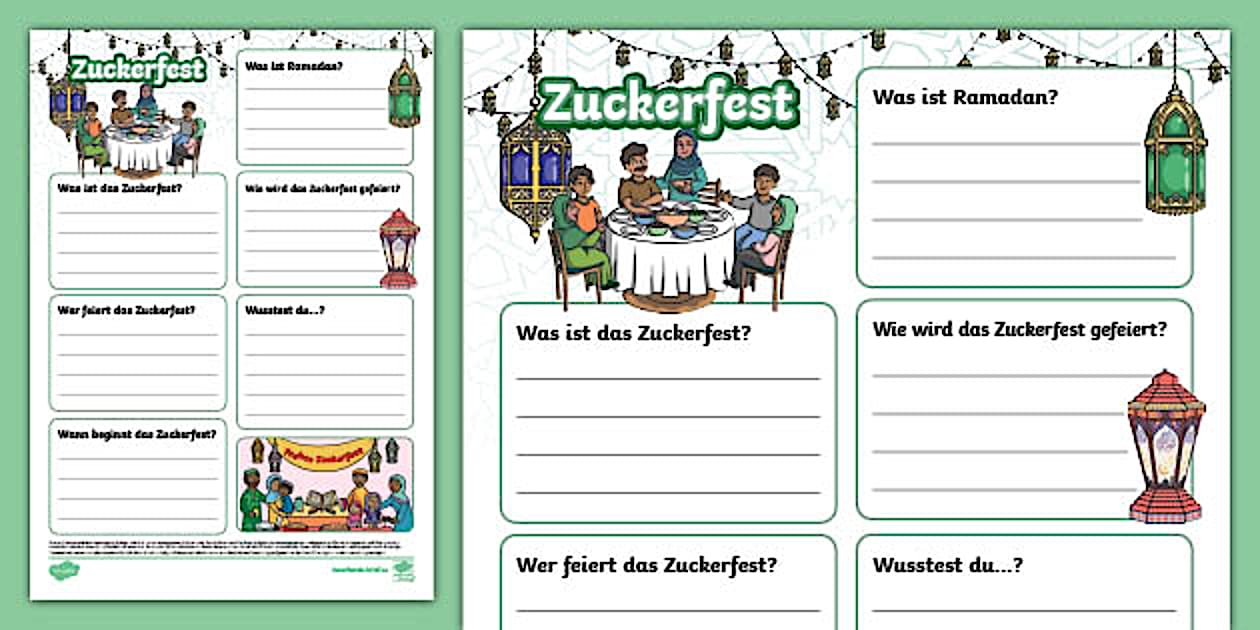 Zuckerfest - Steckbrief - Arbeitsblatt - Twinkl