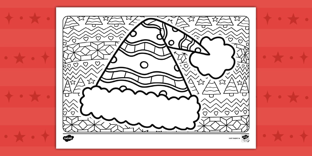 Santa's Hat Mindfulness Colouring Page (teacher made)