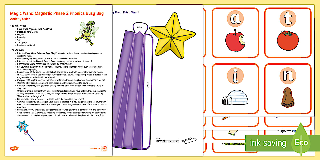 Magic Wand Magnetic Phase 2 Phonics Busy Bag Resource Pack for Parents