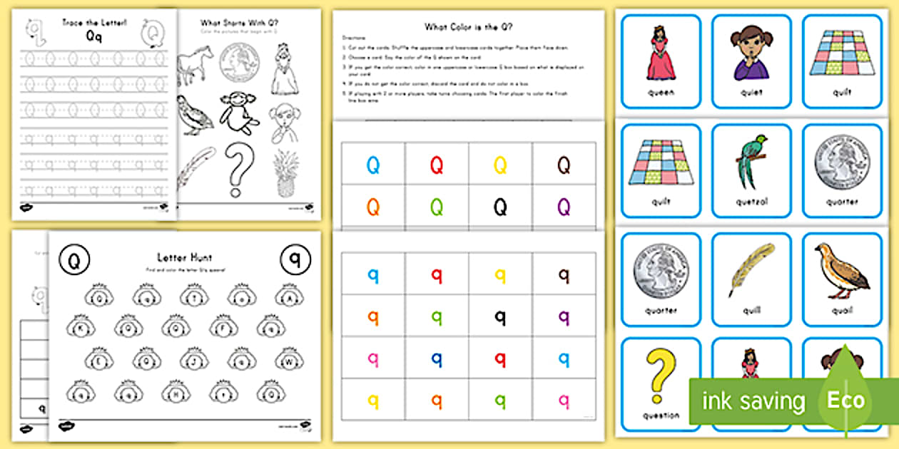 Letter Q Worksheet and Activity Pack - Alphabet - ELA
