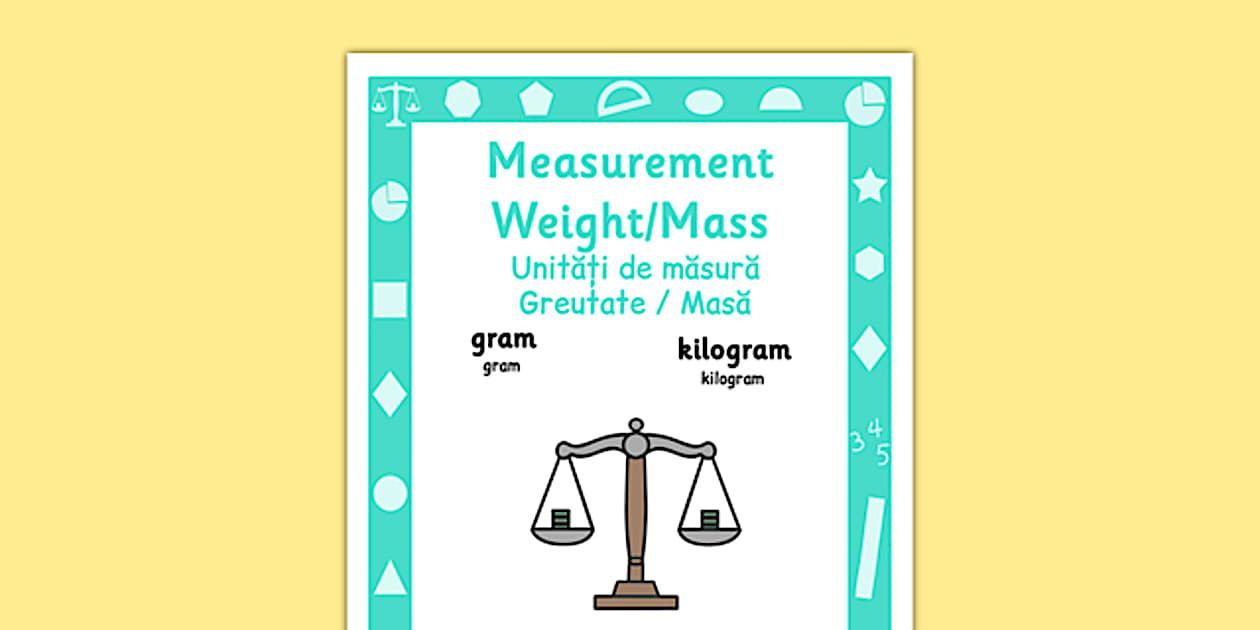 Key Stage 1 Measurement Weight and Mass Poster Romanian Translation