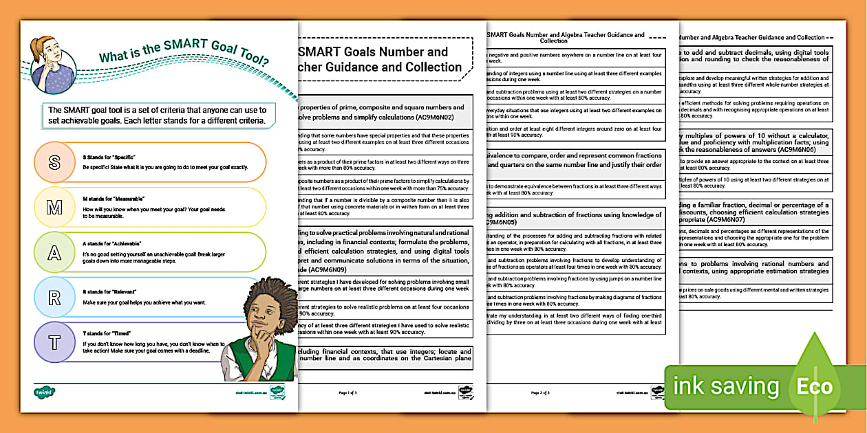Year 6 SMART Goals Number Teacher Guidance and Collection