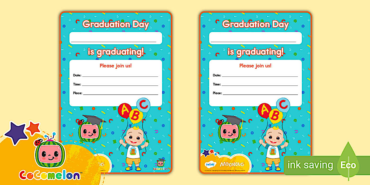 FREE! - CoComelon: Graduation Invitation - Twinkl