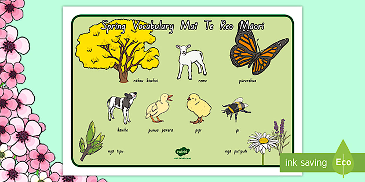 Te Reo Māori Spring Word Mat - Years 0-2 - Twinkl NZ